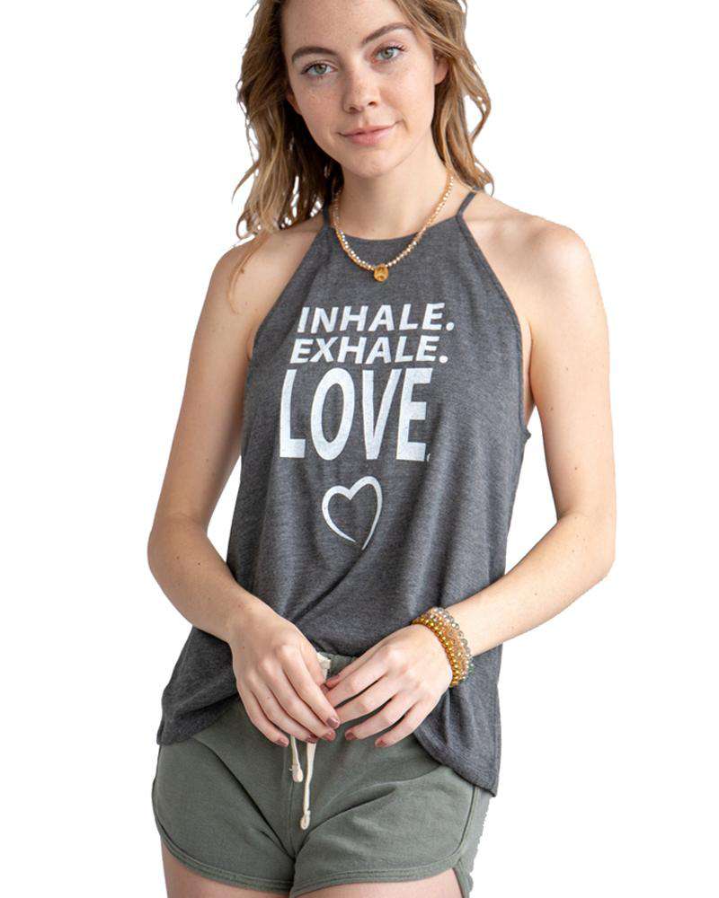Super Love Tees Inhale Exhale Love Halter Tank - Mukha Yoga